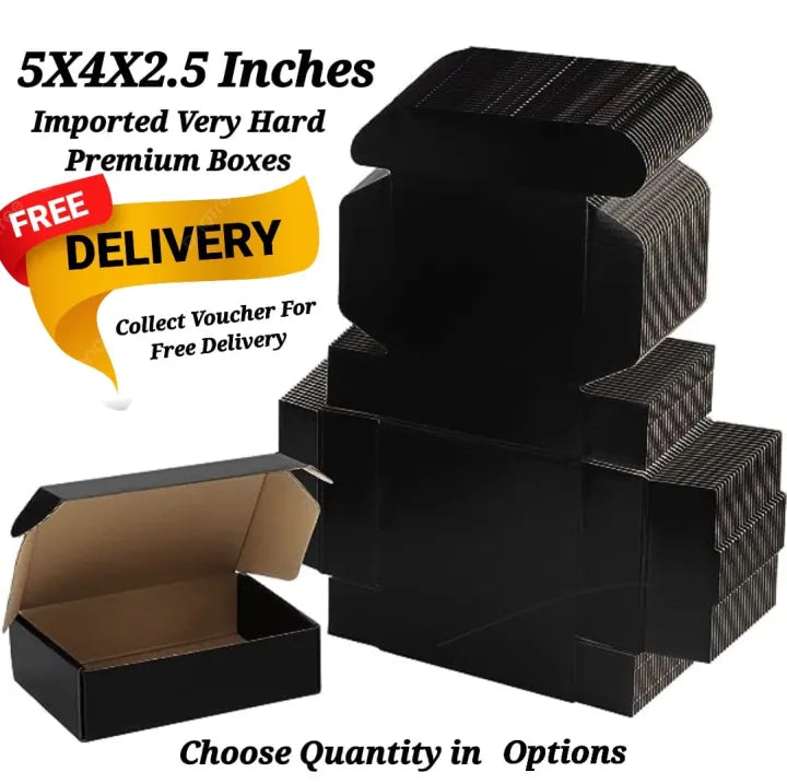 Premium Black Boxes 5X4X2.5 Inches - Imported Corrugated Black Boxes W ...